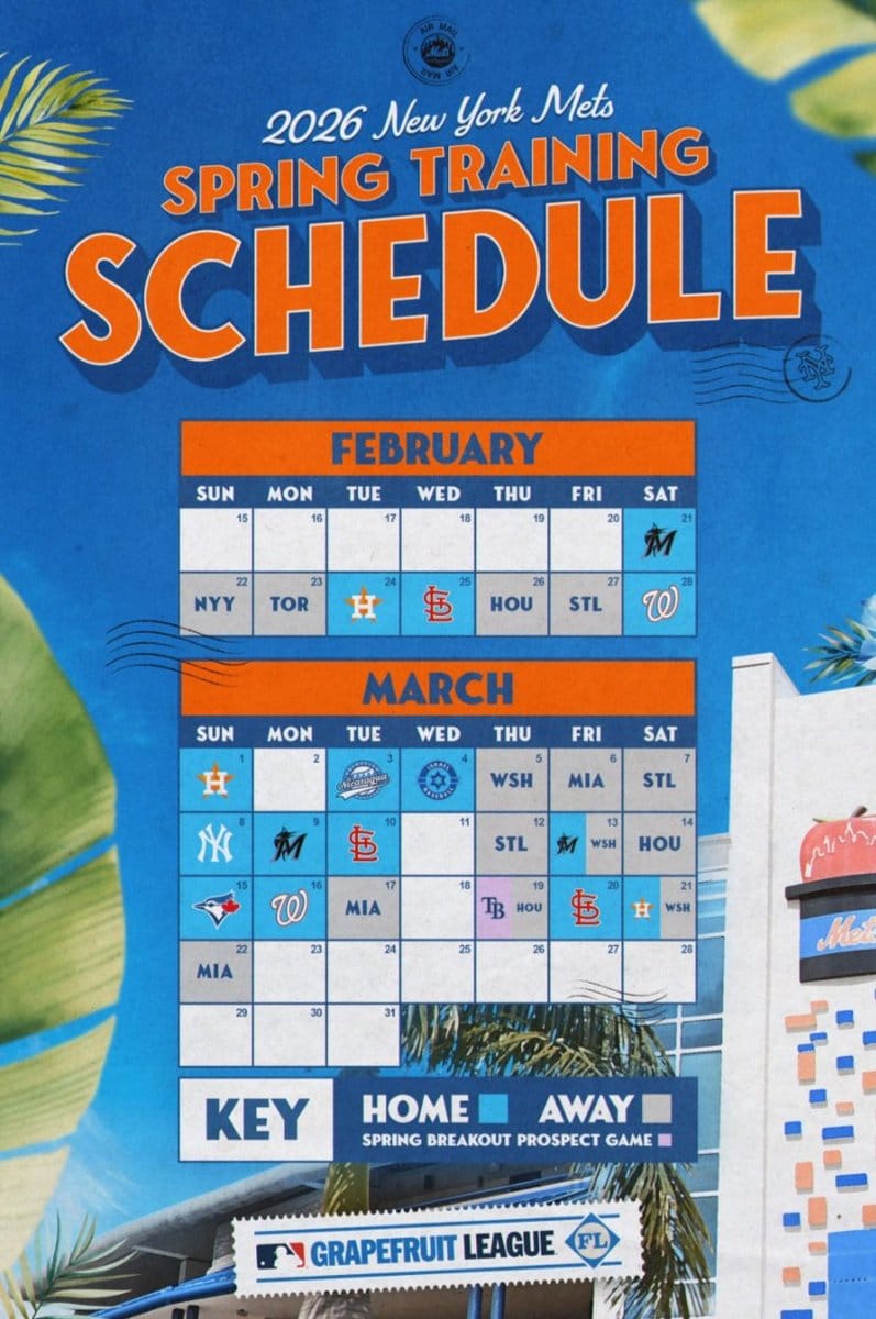 mets spring training schedule 2026