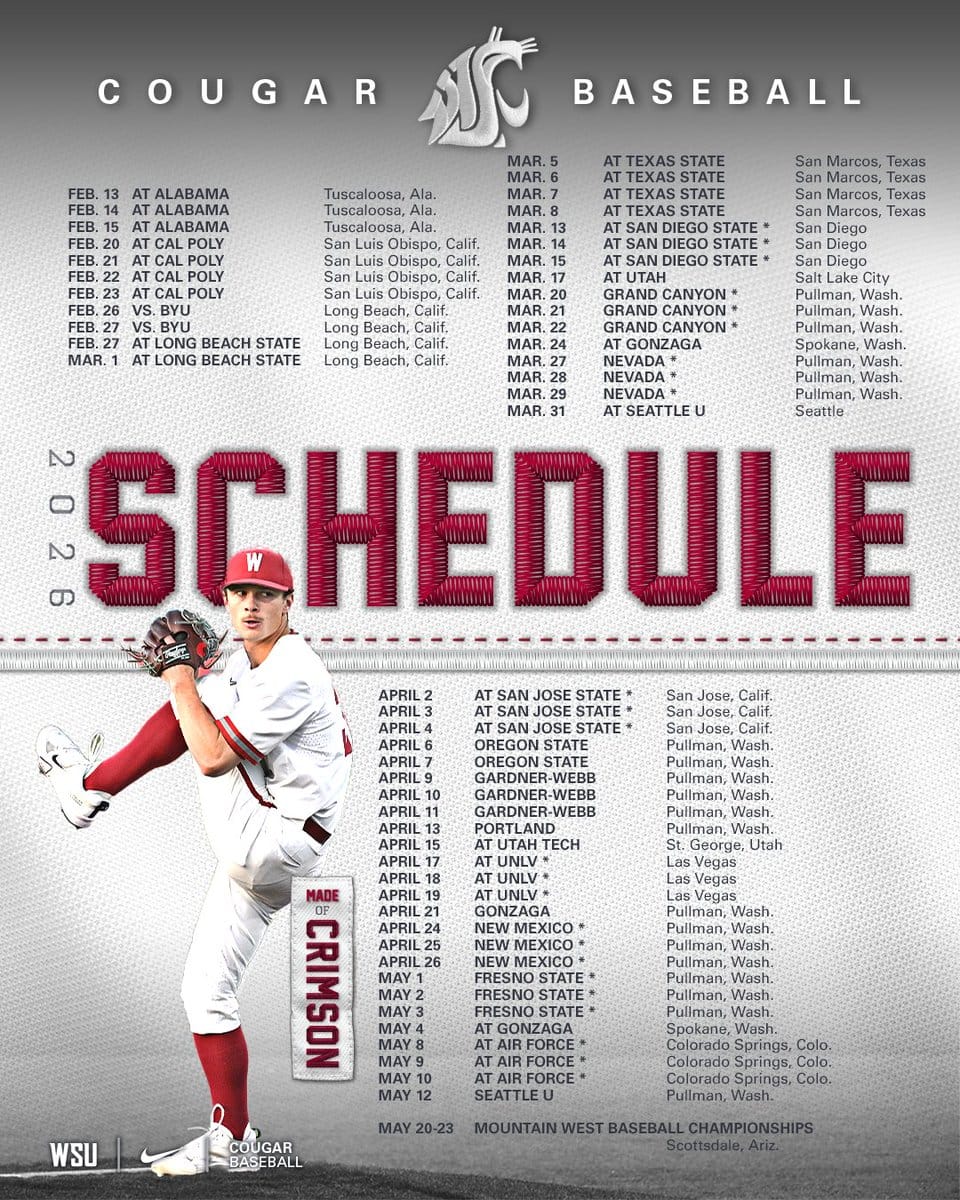 wsu baseball schedule 2026