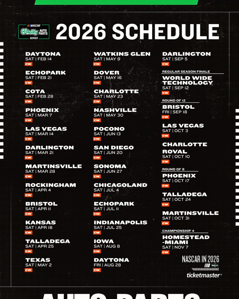 2026 nascar xfinity schedule