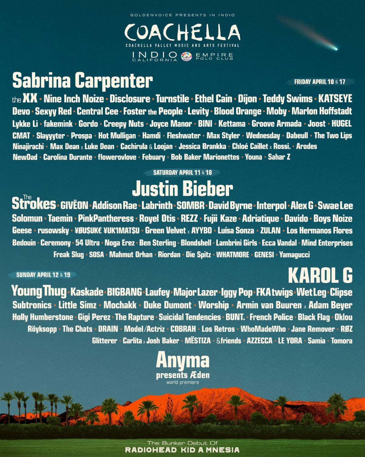 coachella sunday schedule 2026