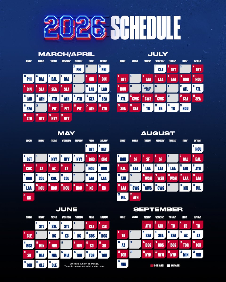 2026 texas rangers schedule