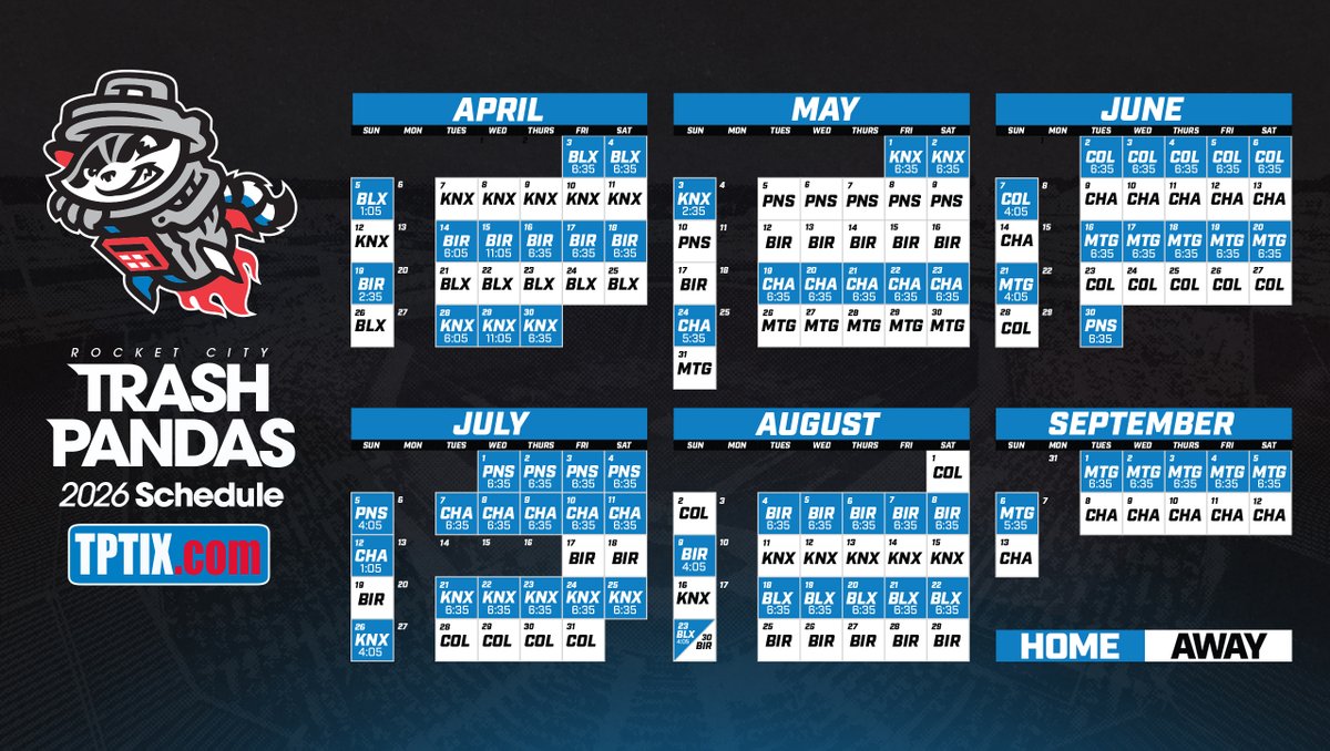 trash pandas schedule 2026
