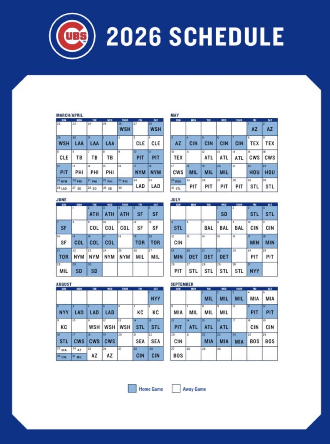 cubs spring training schedule 2026