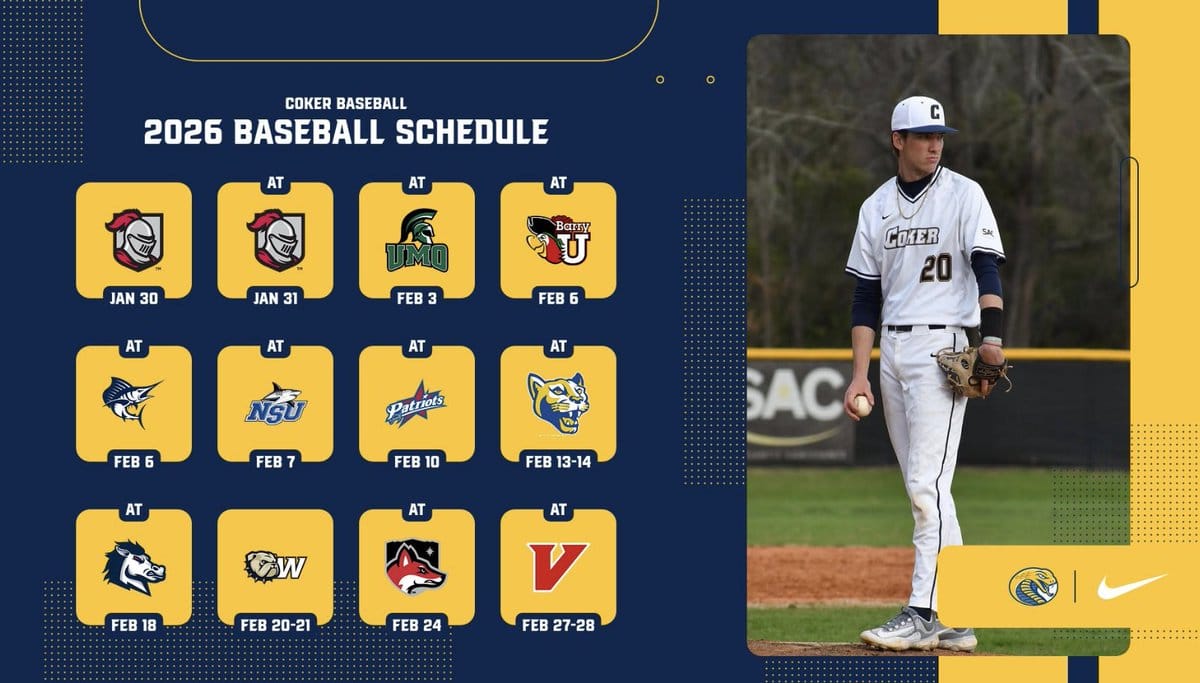 coker baseball schedule 2026