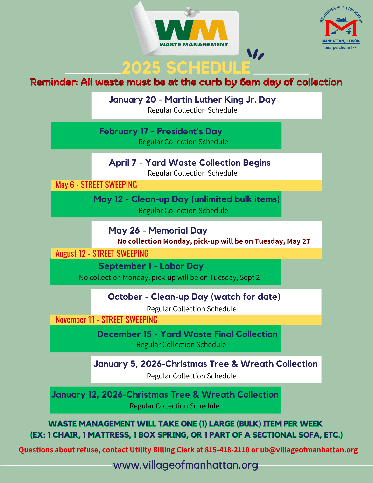 waste management holiday schedule 2026