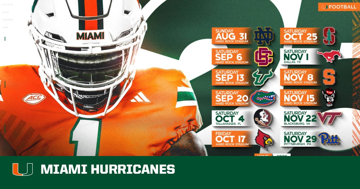 miami hurricanes football schedule 2026