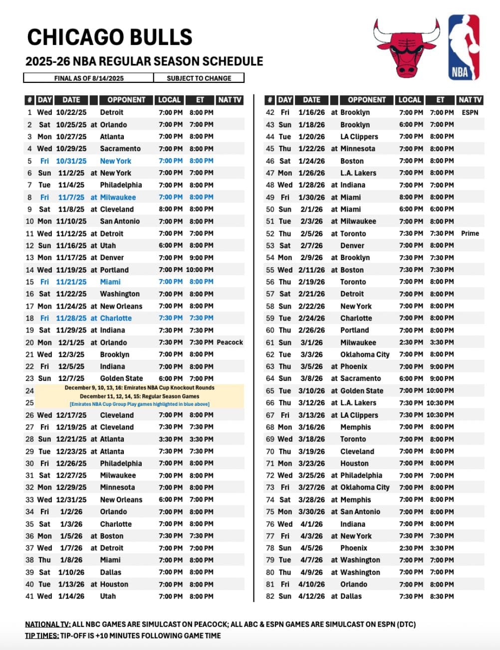 bulls schedule 2026