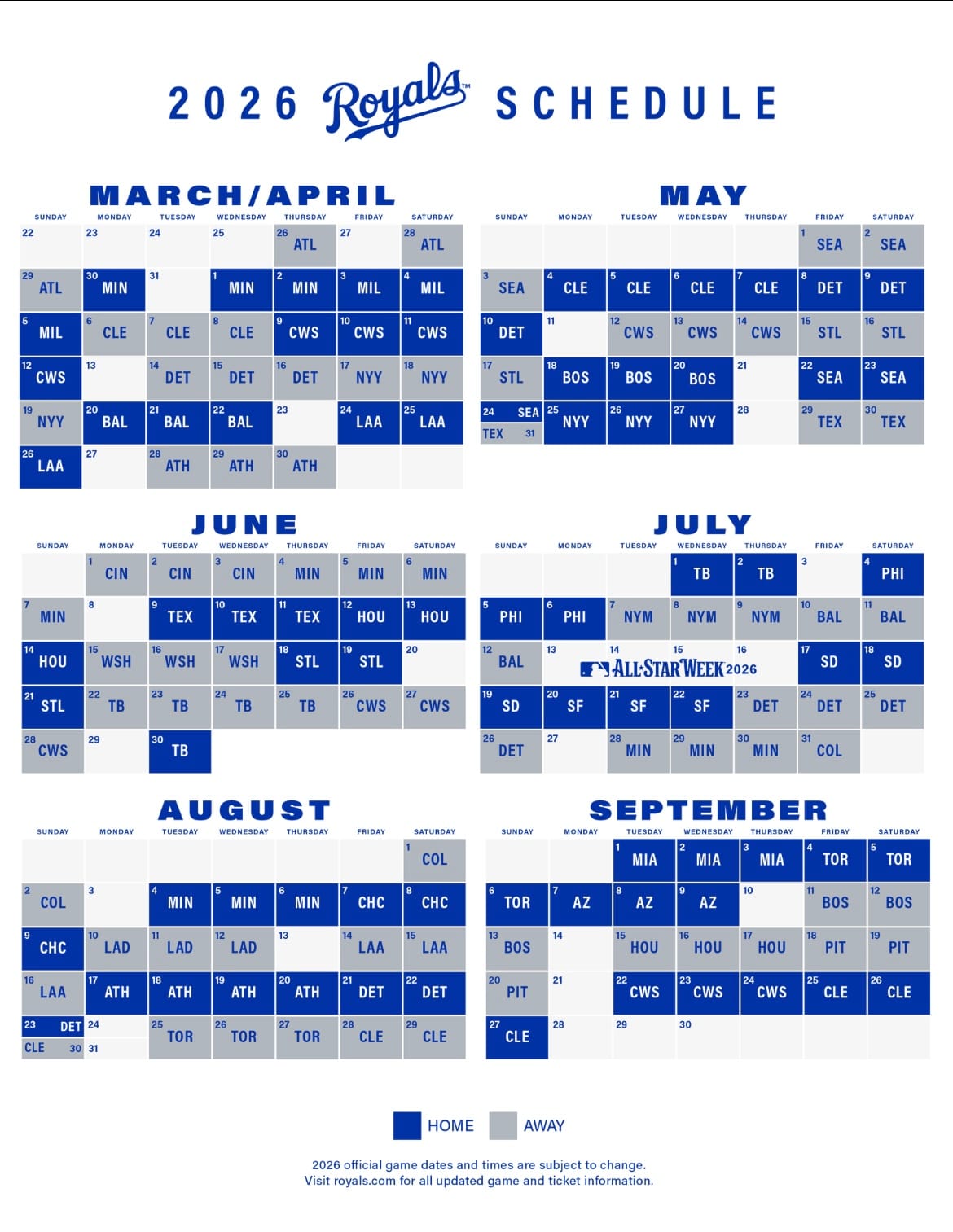 kansas city royals schedule 2026