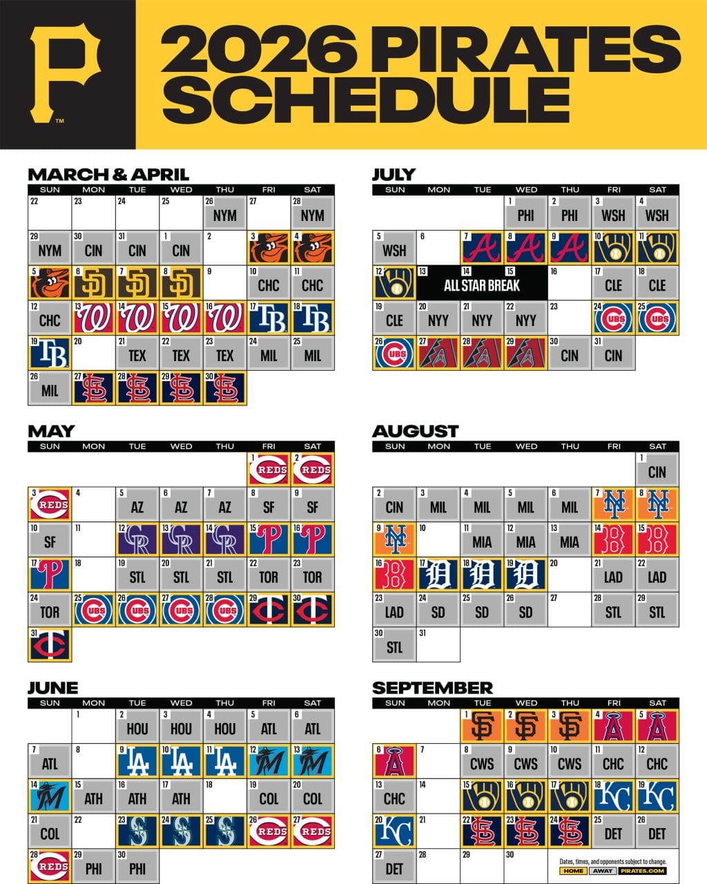 pittsburgh pirates 2026 schedule