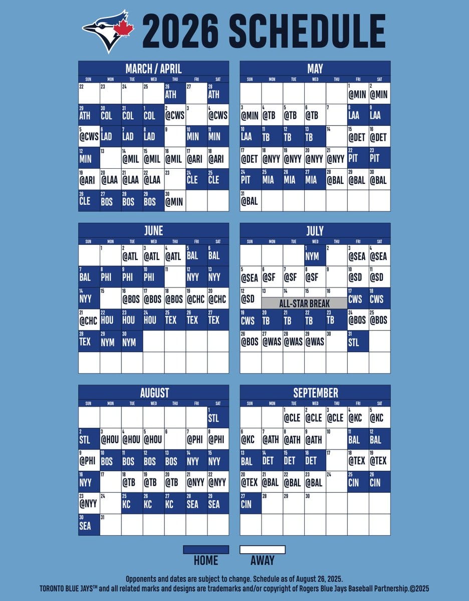 blue jays schedule 2026