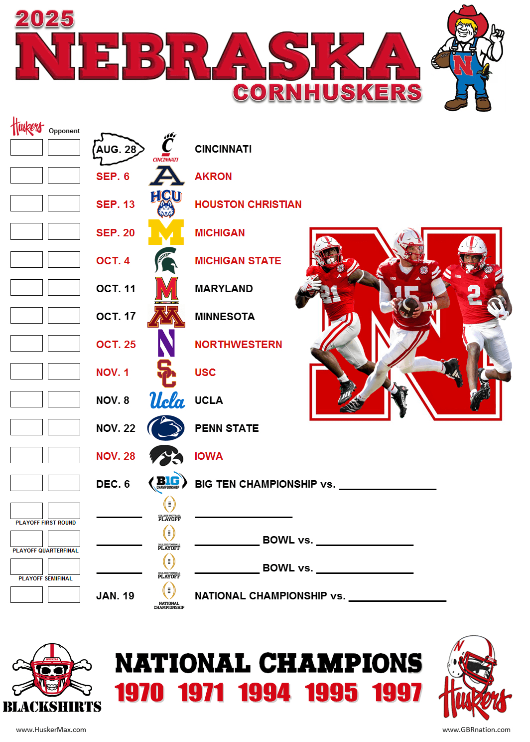 huskers football schedule 2026