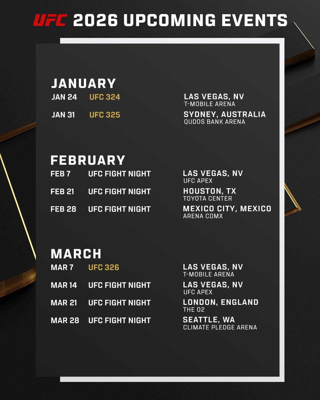 ufc fights schedule 2026