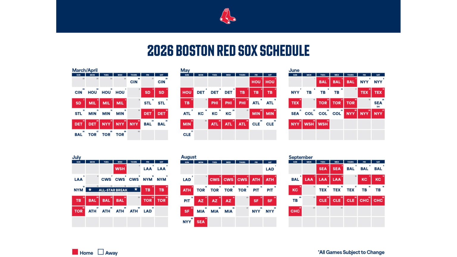 red sox home schedule 2026